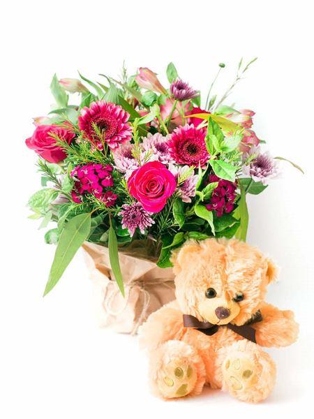 Happy Posy with Small Teddy – Bloomable (PTY) Ltd